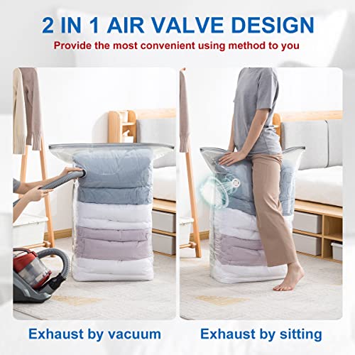 Vacuum Storage Bags Jumbo Cube 6 Pack, Space Saver Bags Extra Large Vacuum Seal Bags for Comforters Blankets Clothes (3 Jumbo 3 Medium), Closet Organizers and Storage Bags Vacuum Sealed