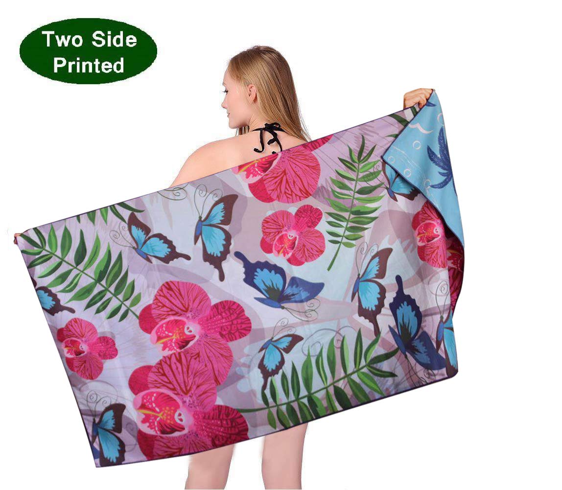 HAOKUN Microfiber Sand Free Beach Towel Blanket-Quick Fast Dry Super Absorbent Lightweight Thin Towel for Travel Pool Swimming Bath Camping Yoga Gym Sport Idea (Butterfly)