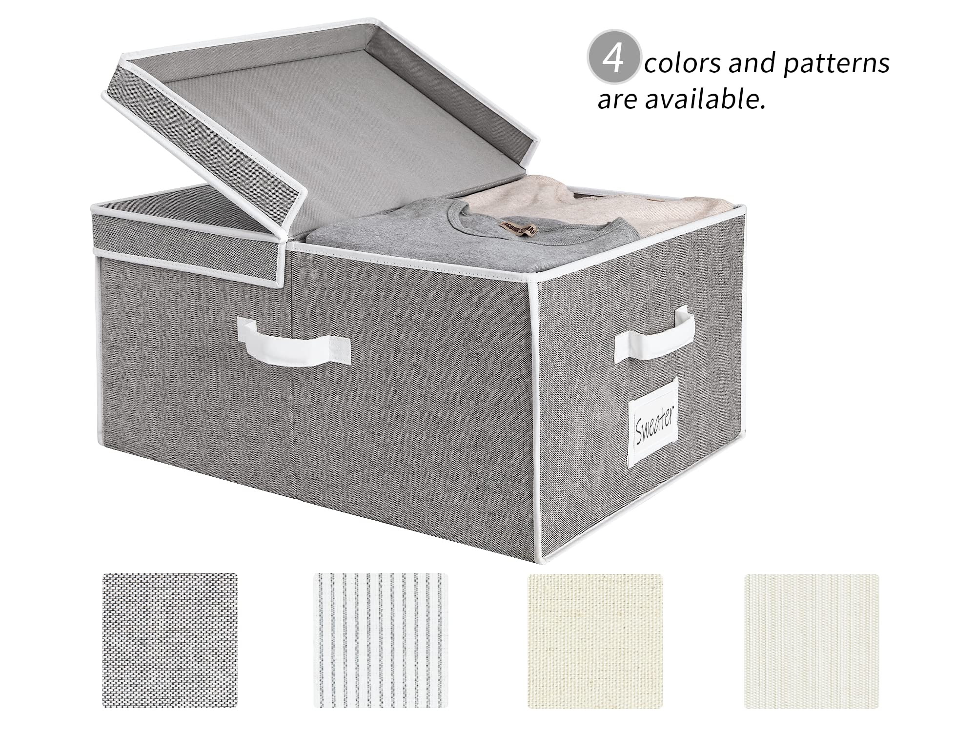 StorageWorks Extra Large Clothes Storage Bins, 55L Fabric Storage Baskets with Double-Open Lid and Divider Board, Closet Storage Organizers with Handles, Mixing of Brown & Beige, 1-Pack