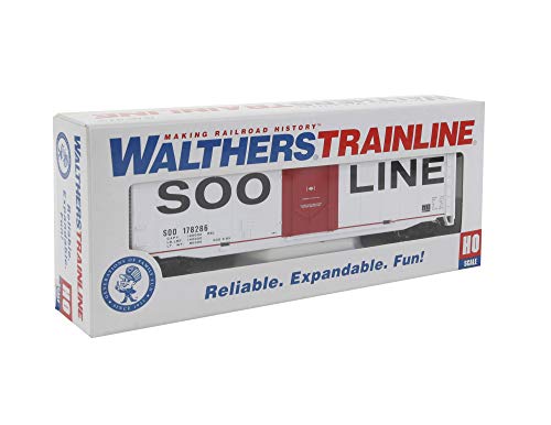 Walthers Trainline HO Scale Model 50' Plug-Door Boxcar with Metal Wheels Soo Line