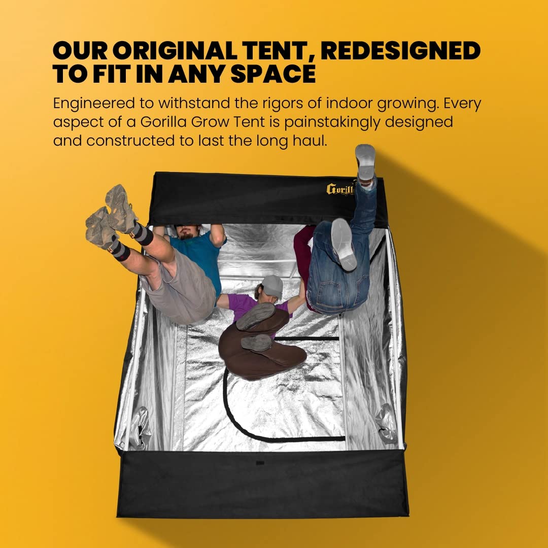 Gorilla Grow Tent Shorty 4x4, Height-adjustable, Industrial-strength Thickest Canvas with EZ Clean Diamond Reflective Interior, Strongest Zippers, All-Steel Poles for Compact Indoor Growing