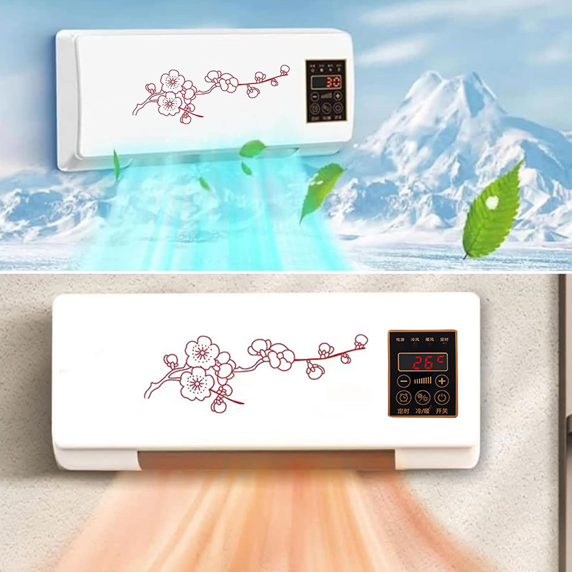 Split Max Air Conditioner Portable, 2 in 1 Portable Air Conditioning Wall Hanging Air Conditioner with Remote Control for Bedroom Office Kitchen Bathroom (US Plug)