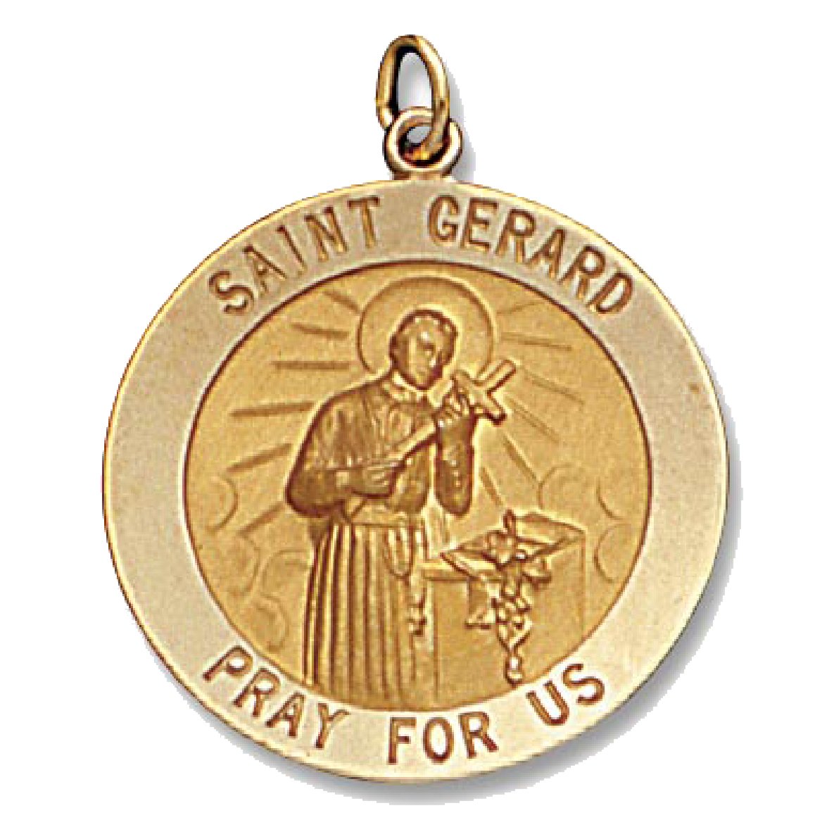 Genuine Solid 14K Yellow Gold Round Saint Gerard Medal (1/2 inch)