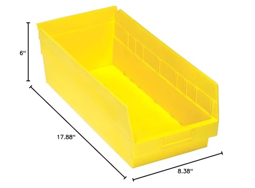 QUANTUM STORAGE SYSTEMS K-QSB208YL-6 6-Pack Store-More 6" Plastic Shelf Bins, 17-7/8" x 8-3/8" x 6", Yellow