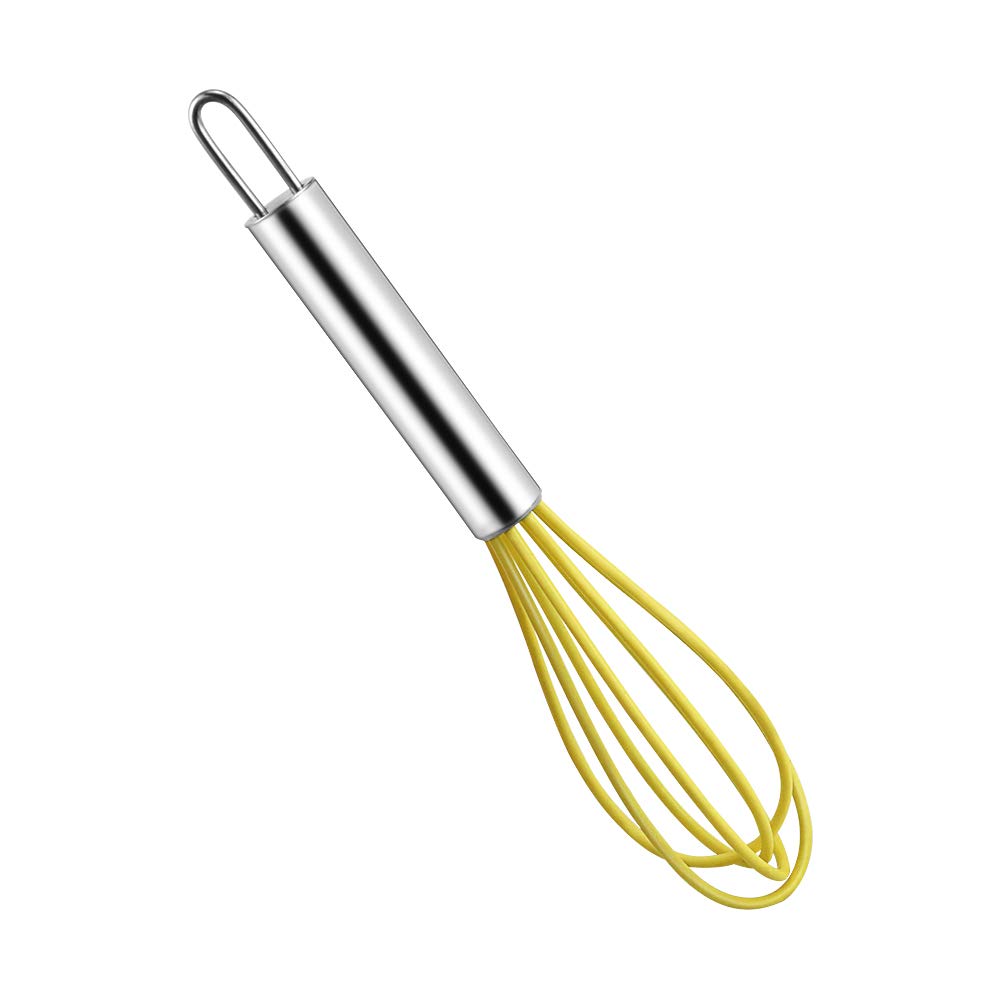 Newbested 4 Pack Colorful Mini Silicone Kitchen Whisks with Stainless Steel Handles for Milk Egg Blending Stirring Whisking and Beating(4 Colors,6 Inches)