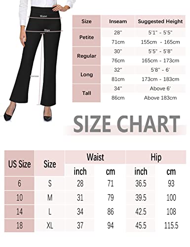 Tapata Women Dress Pants 32" High Waist Stretchy Bootcut Pants Tall, Petite, Regular for Office Work Business Black L/14