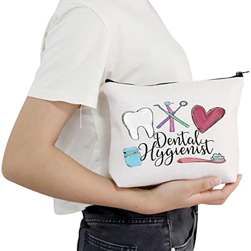 POFULL Dental Hygiene School Student Make Up Bag Dental Assistant Gift Dental Graduation Zipper Pouch Bag RDH Gift (Dental Hygienist bag)