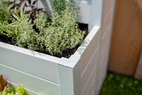 Vita Classic 33 inch x 33 inch Tiered Cascading Keyhole Garden with Composting Basket, White Vinyl, PVC, BPA and Pthalate Free, VT17109