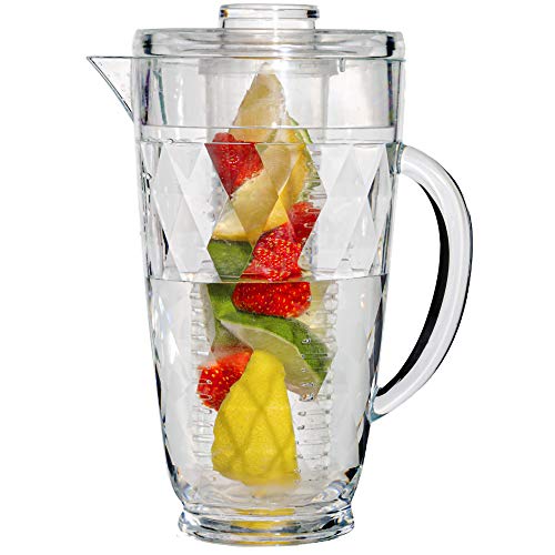 Water Infuser Pitcher β Fruit Infuser Water Pitcher By Home Essentials & Beyond β Shatterproof Acrylic Pitcher β Elegant Durable Design β Ideal for Iced Tea, Fruit Infused Water and Juice (67.7 oz.)
