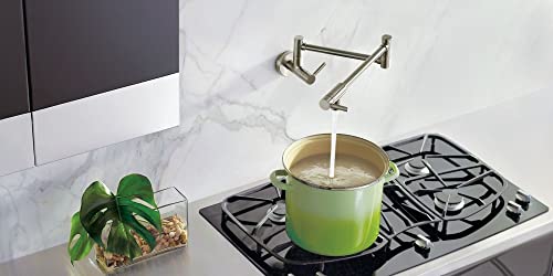 Moen Modern Spot Resist Stainless Wall Mount Swing Arm Folding Pot Filler, Double Jointed Kitchen Faucet, S665SRS