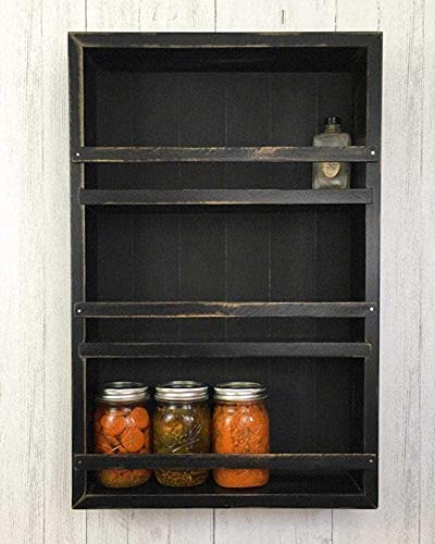 Mansfield Cabinet No. 102 - Solid Wood Spice Rack Cabinet Black/Black