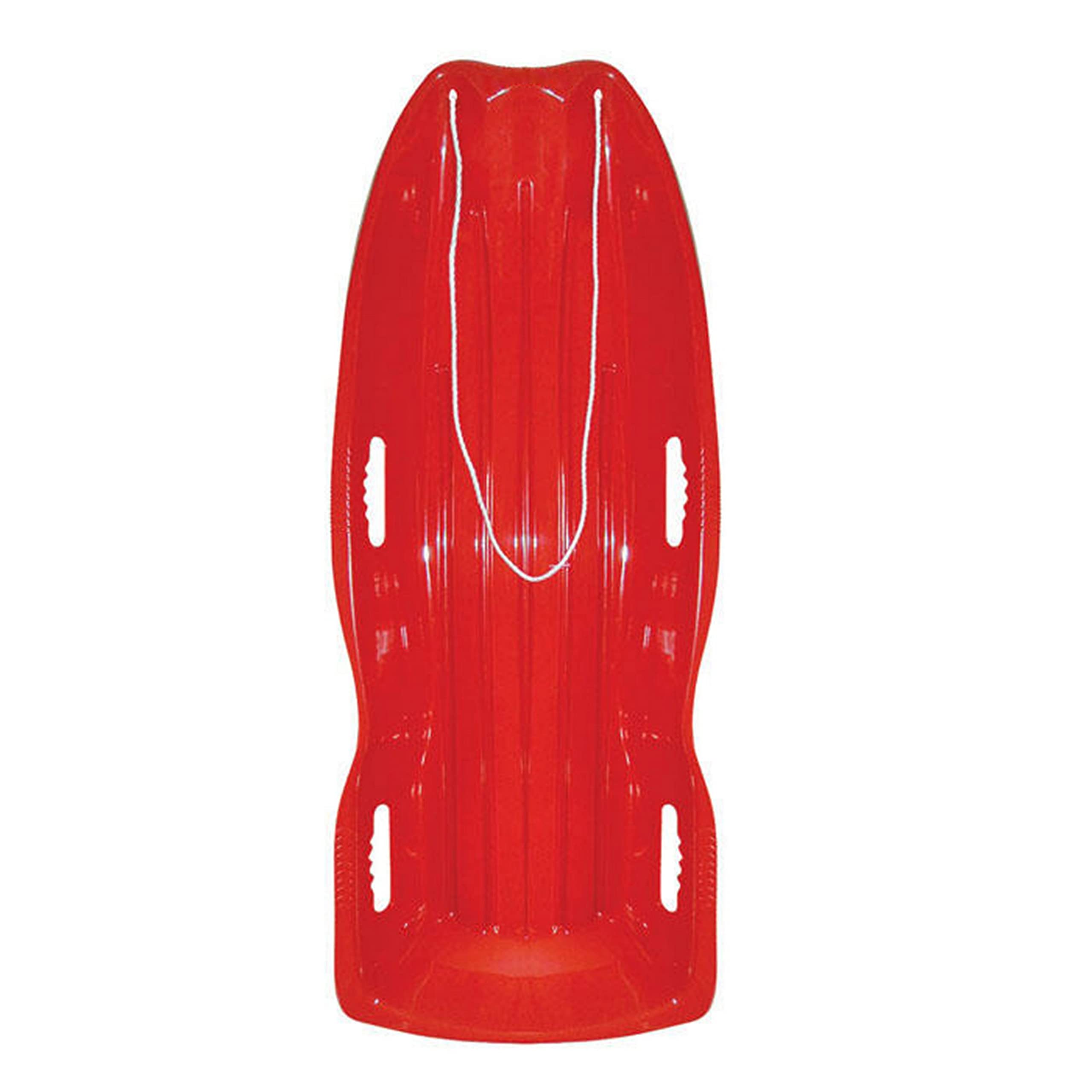 Kingmys Outdoor Slippery Plastic Toboggan Snow Sled, 48”x18”x5” (Red 1pc)