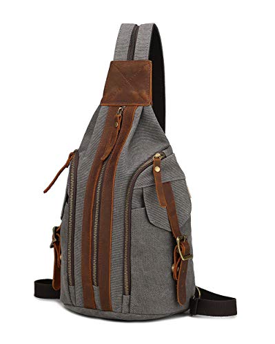 peacechaos Sling Bag - Crossbody backpack Shoulder Casual Daypack Rucksack for Outdoor Cycling Hiking Travel (Grey)