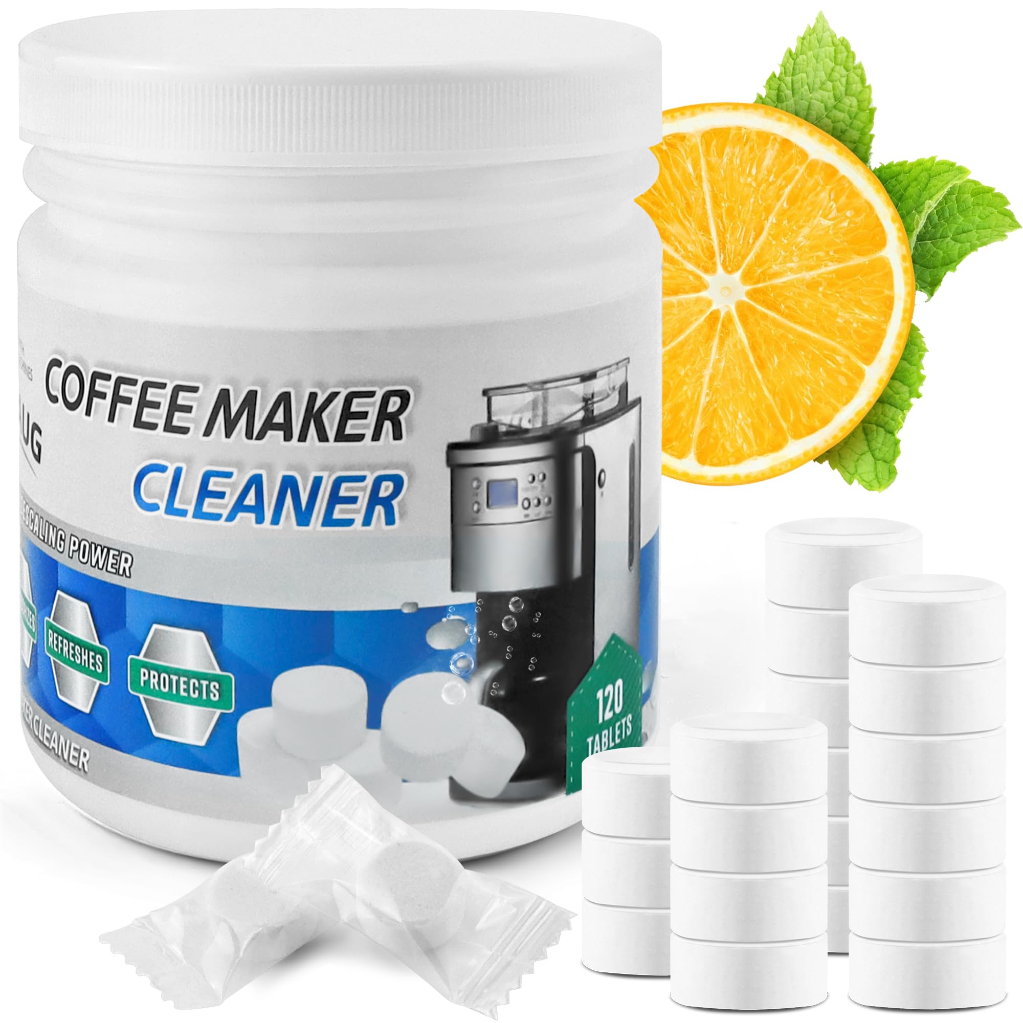 ROOAUG 120 Tabs Coffee Maker Cleaner,Espresso Machine Cleaning Tablets Compatible for all Coffee Machine Models-Cleaning Tablets for Coffee Machine