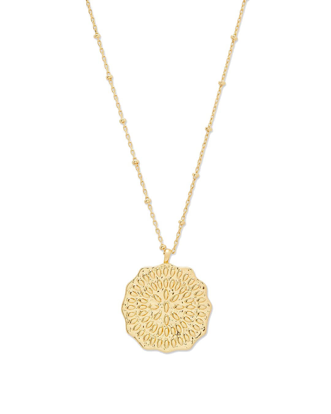 gorjana Women's Mosaic Coin Pendant Adjustable Necklace, 18K Gold Plated Medallion, 19 inch Chain