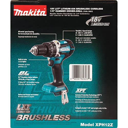 Makita XPH12Z 18V LXT Lithium-Ion Brushless Cordless 1/2 inches Hammer Driver-Drill (Renewed)