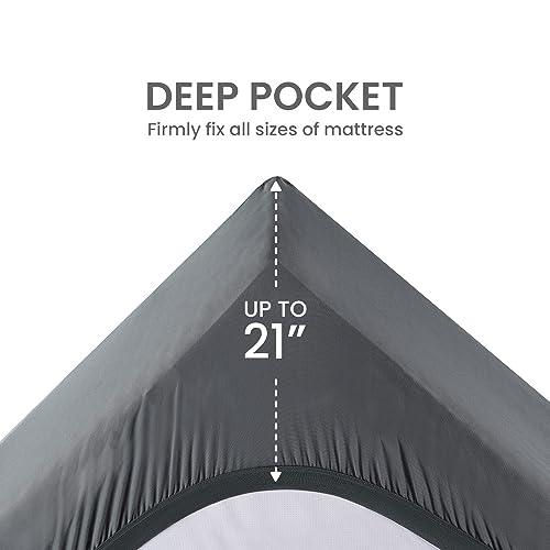 SLEEP ZONE Cooling Mattress Topper California King, Premium Zoned Cool Mattress Pad Cover, Padded Mattress Protector Breathable Washable, Deep Pocket 8-21" (Grey, Cal King)