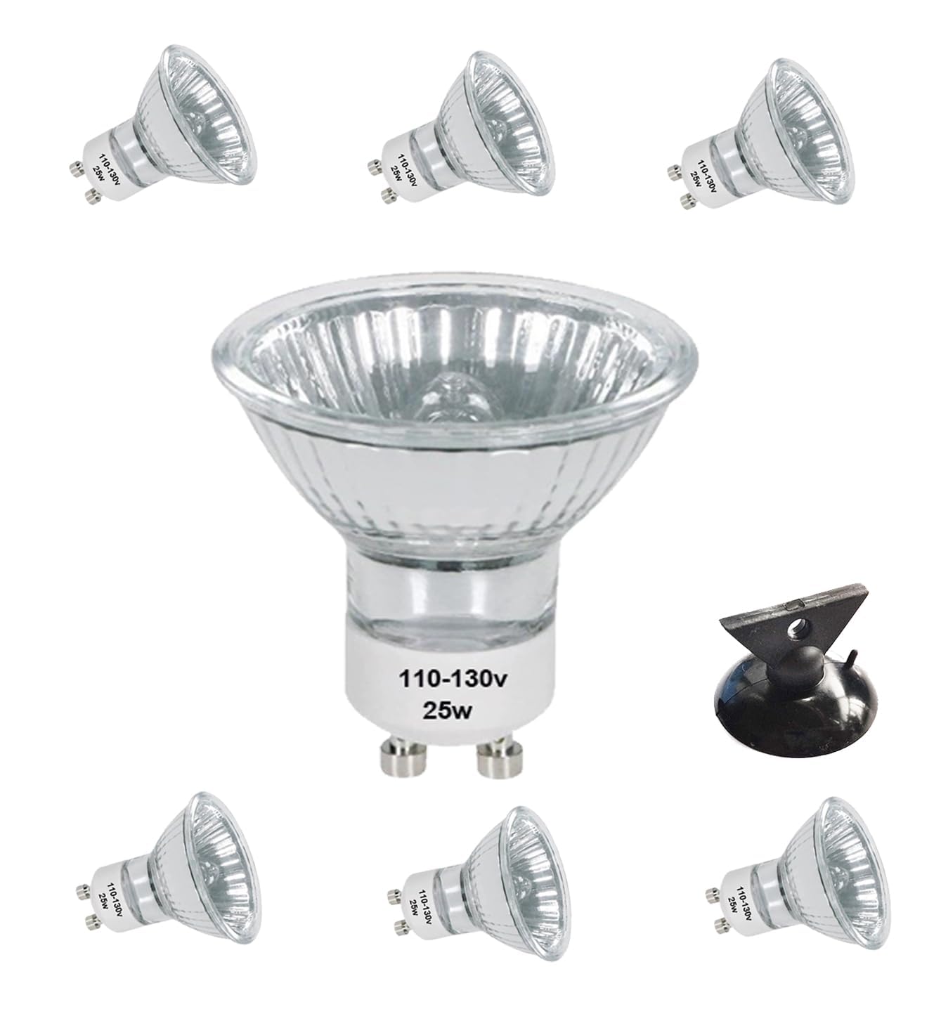 ZOHOJOV 7 Pack 120V 25 Watt GU10 Bulb, NP5 Replacement Scentsy Light Bulbs for Wax Warmer, MR16 Dimmable Halogen Bulbs for Track/Recessed/Accent Lighting, Warm White, 2800K