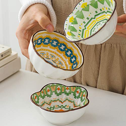 RareCi Dip Bowls 4 Oz - 6-Pack Little Dipping Bowl Set - Mini Ceramic Bowl - Small Condiment, Appetizer, Snack, Soy Sauce Dish - Cute Serving Bowls for Parties(Pentapetalous)