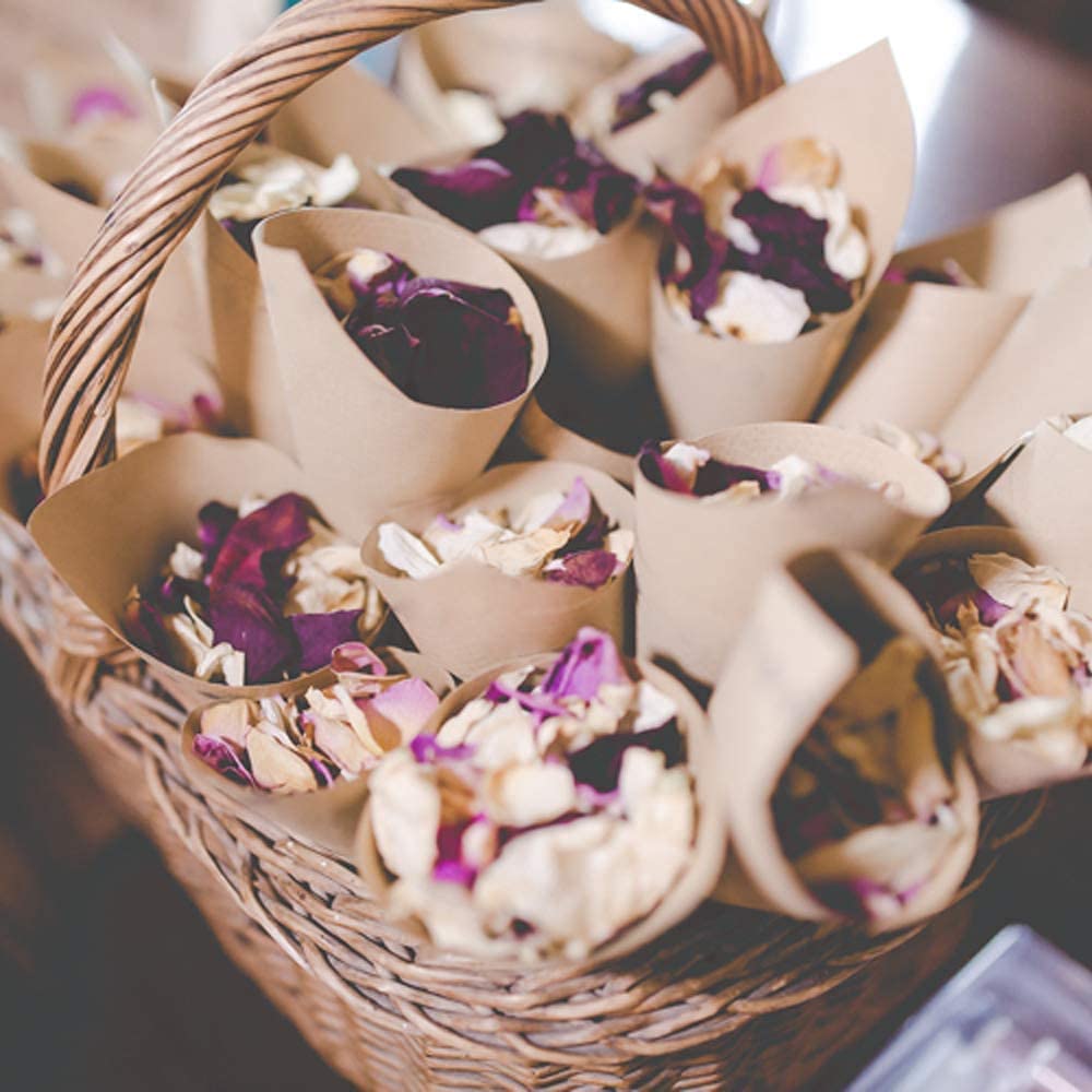 Wedding Confetti Cones, Hsxxf 50PCS Wedding Confetti Holder Stand Box Tray Laser Cut Hollow Confetti Cones Candy Gift Boxes with Hemp Ropes for Wedding Party Decoration