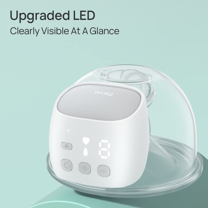 Paruu P3 Wearable Breast Pump Hands-Free, All-in-one Milk Storage, Breast Pump Portable, 4 Modes & 10 Levels, Electric & Smart Display, Memory Function, 17/21/25mm Flange (2 Packs) (X1)