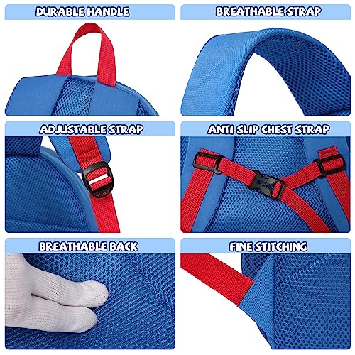 Ryushoyo 13-Inch Kids Backpack for Boys & Girls, Perfect for Daycare and Preschool, Toddler Bags Red Yellow Blue