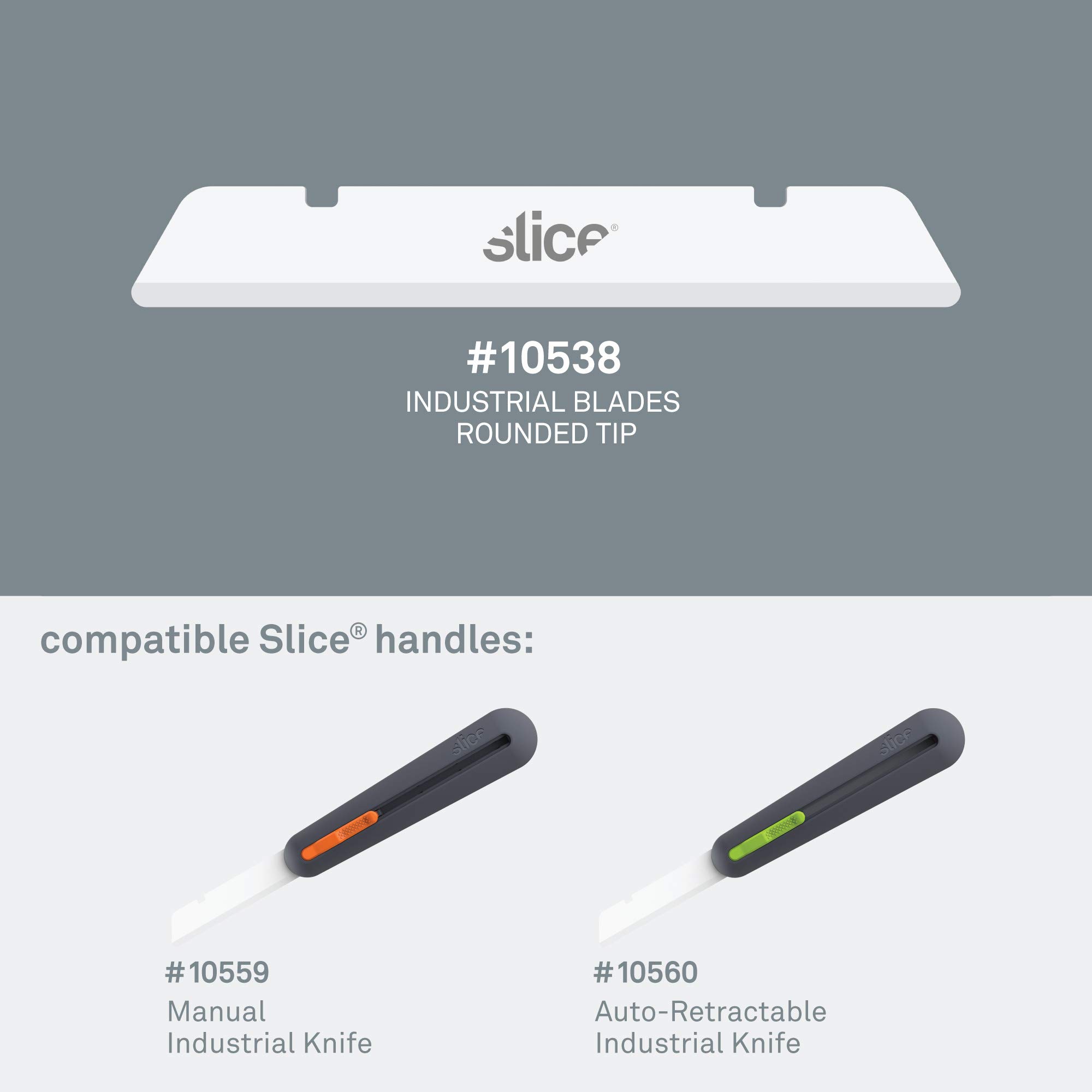 Slice 10538 Extra Long Industrial Blade, Advanced Ceramic, Ideal for Insulation, Batting, Foam, Finger-Friendly Safety Blade, Lasts 11x Longer Than Metal, Rounded Tip (4 Pack)