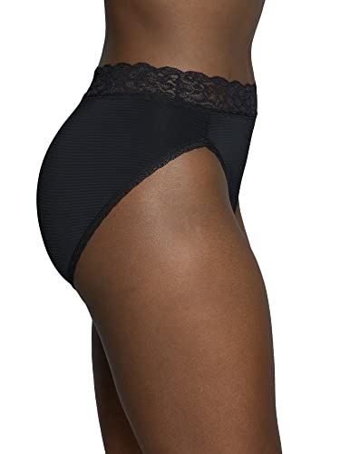 Vanity Fair Women's Flattering Lace Panties: Lightweight & Silky with Superior Stretch, 3 Pack-Black, 6