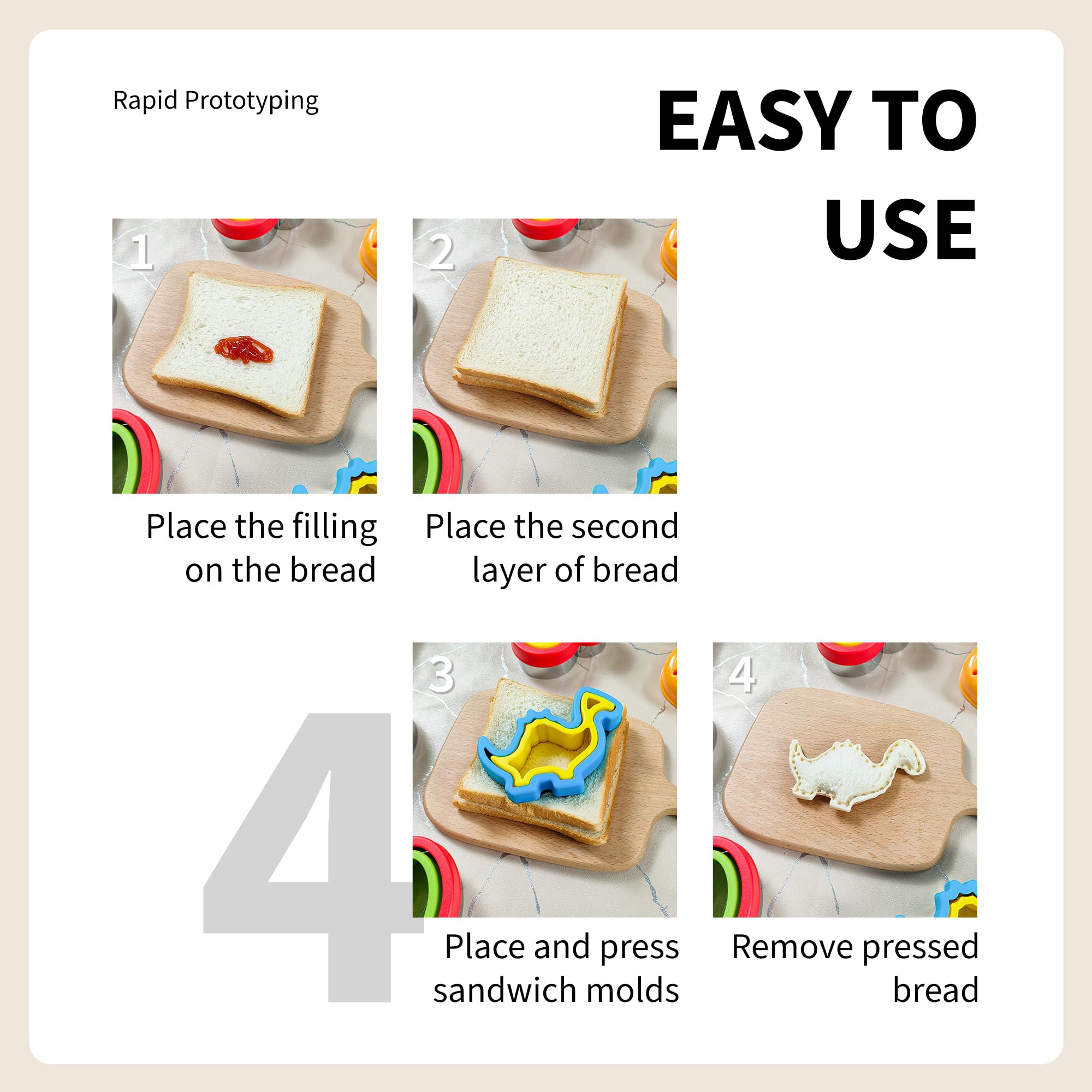 Sliafwh 9 PCS Sandwich Cutter and Sealer for Lunch - Uncrustable Maker for Lunchbox and Bento Box - Cookie Cutters for Boys Girls