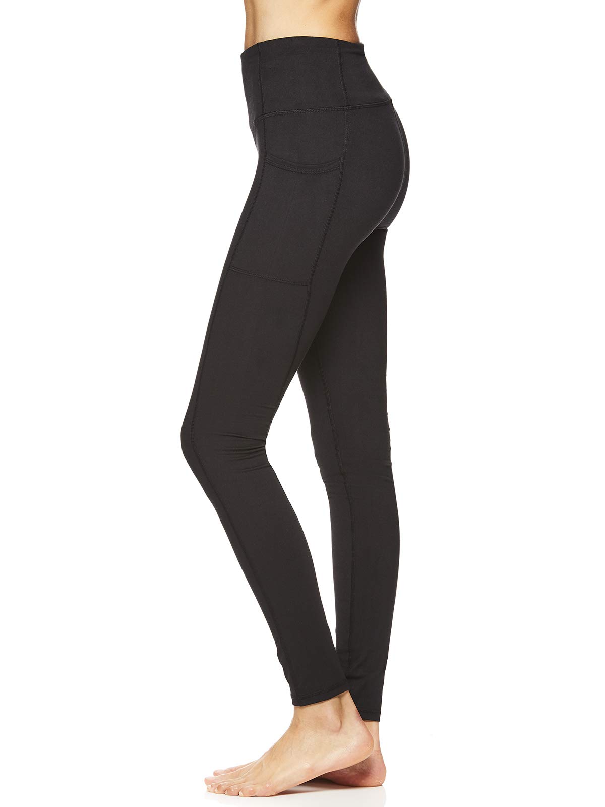 Gaiam Women's Om High Rise Waist Yoga Pants - Performance Spandex Compression Leggings - Hi Rise Relax Black, Medium