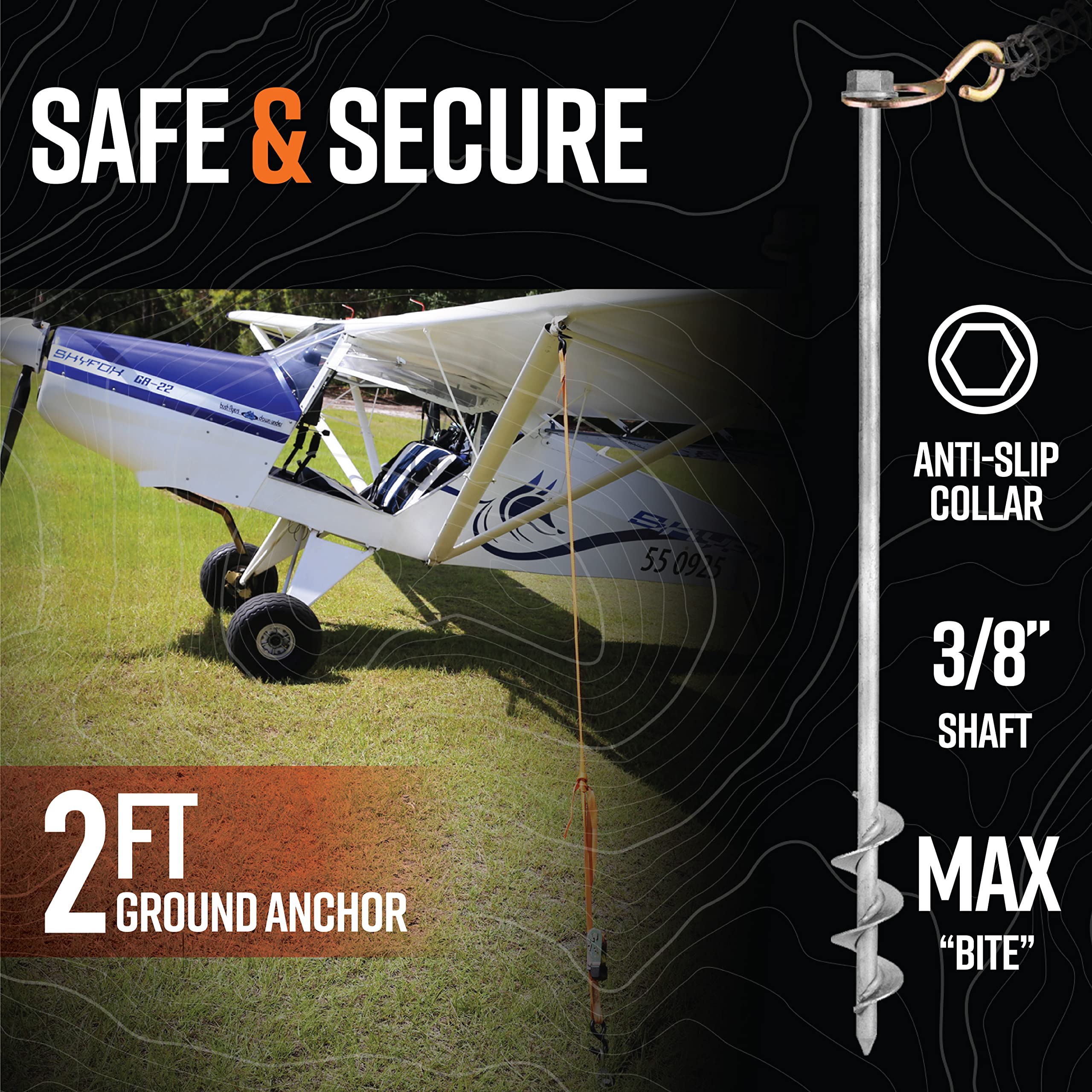 GROUNDGRABBA Ground Anchor Screw Kit - 28pc - Extra Depth Ground Anchors Heavy Duty for High Winds | Ground Anchor Kit for Swing Sets | Screw in Anchor for Pop-UP Canopy, Tents and More
