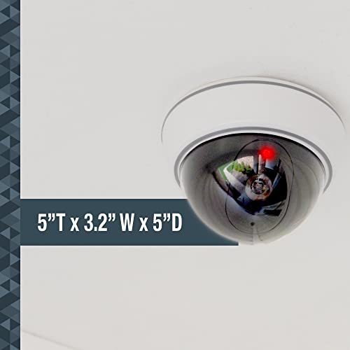 SABRE Fake Dome Security Camera, Flashing Red Light For Nighttime Visibility, Realistic Design Deters Intruders, Battery Operated, No Wiring Required, Fake Dummy Camera, White