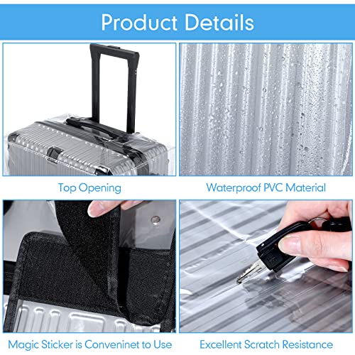Sherr 3 Pieces Clear Luggage Covers for Suitcase Waterproof Luggage Protector Luggage Protective Cover for Travel (Fits Most 20" to 28" Luggage)