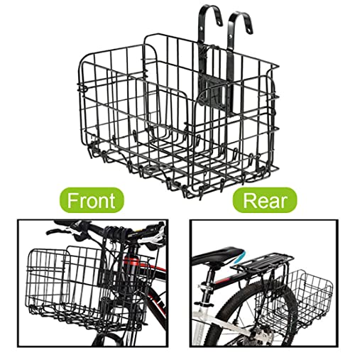 Hamiledyi Folding Bike Basket,Lift-Off Front Bike Basket with Handles Easy Installation Rear Cargo Rack - Rust Proof Bicycle Bag for Mountain Bike Accessories
