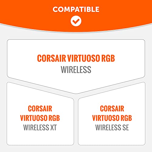 WC Upgraded Replacement Earpads for Corsair Virtuoso Gaming Headset Made by Wicked Cushions | Improved Durability, Thickness, Softer Leather, and Sound Isolation | Black