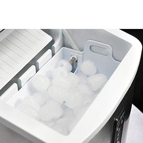 Smad Countertop Ice Maker Stainless Steel Ice Making Machine, Fast Ice Making in 6-12 Minutes, 33lbs/24h, 3.2L Water Tank, 3 Size Ice Cubes