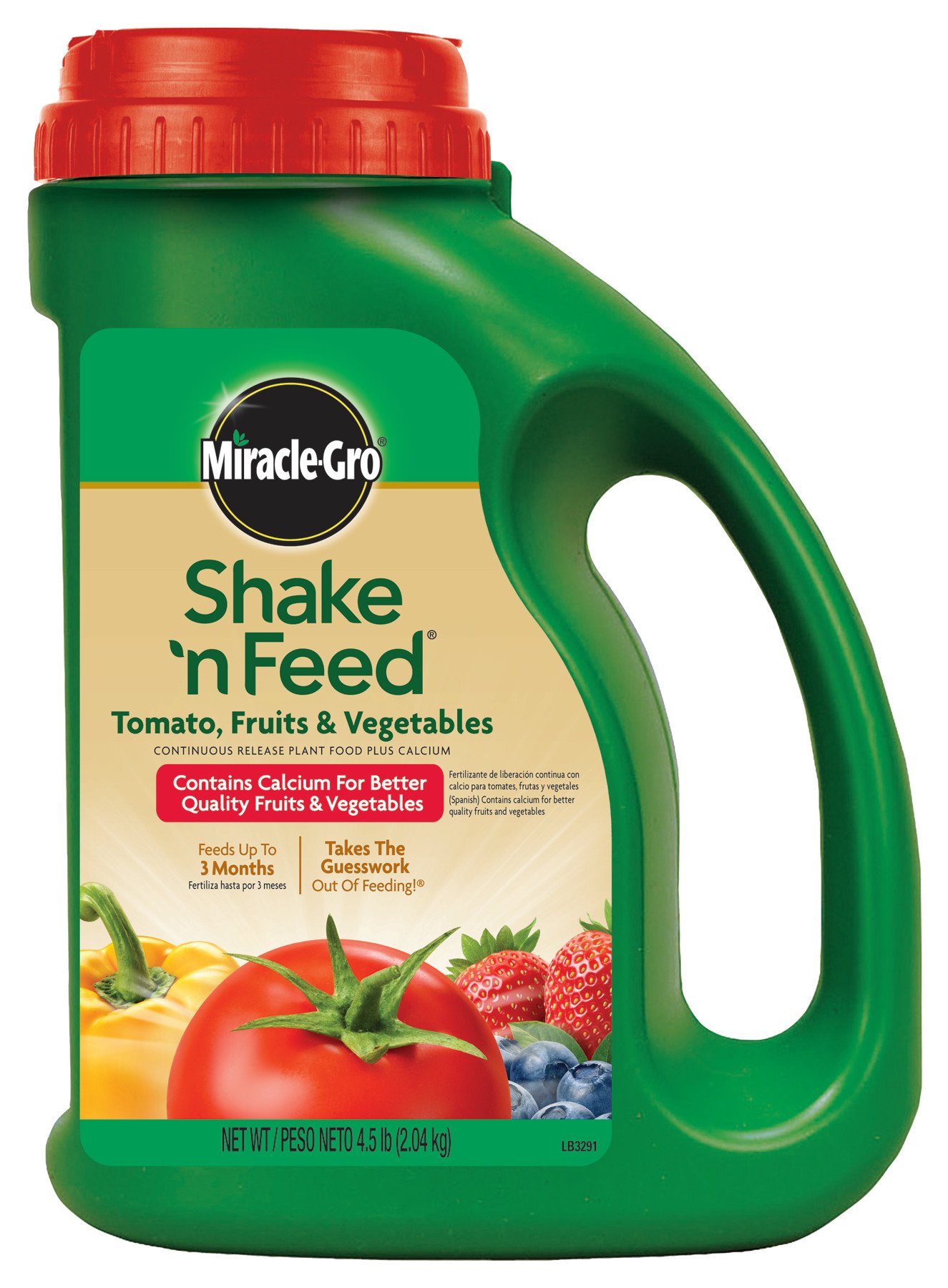 Miracle-Gro Shake 'n Feed Continuous Release Plant Food with Calcium for Tomatoes, Fruits, and Vegetables, 4.5-Pound (Slow Release Plant Fertilizer)