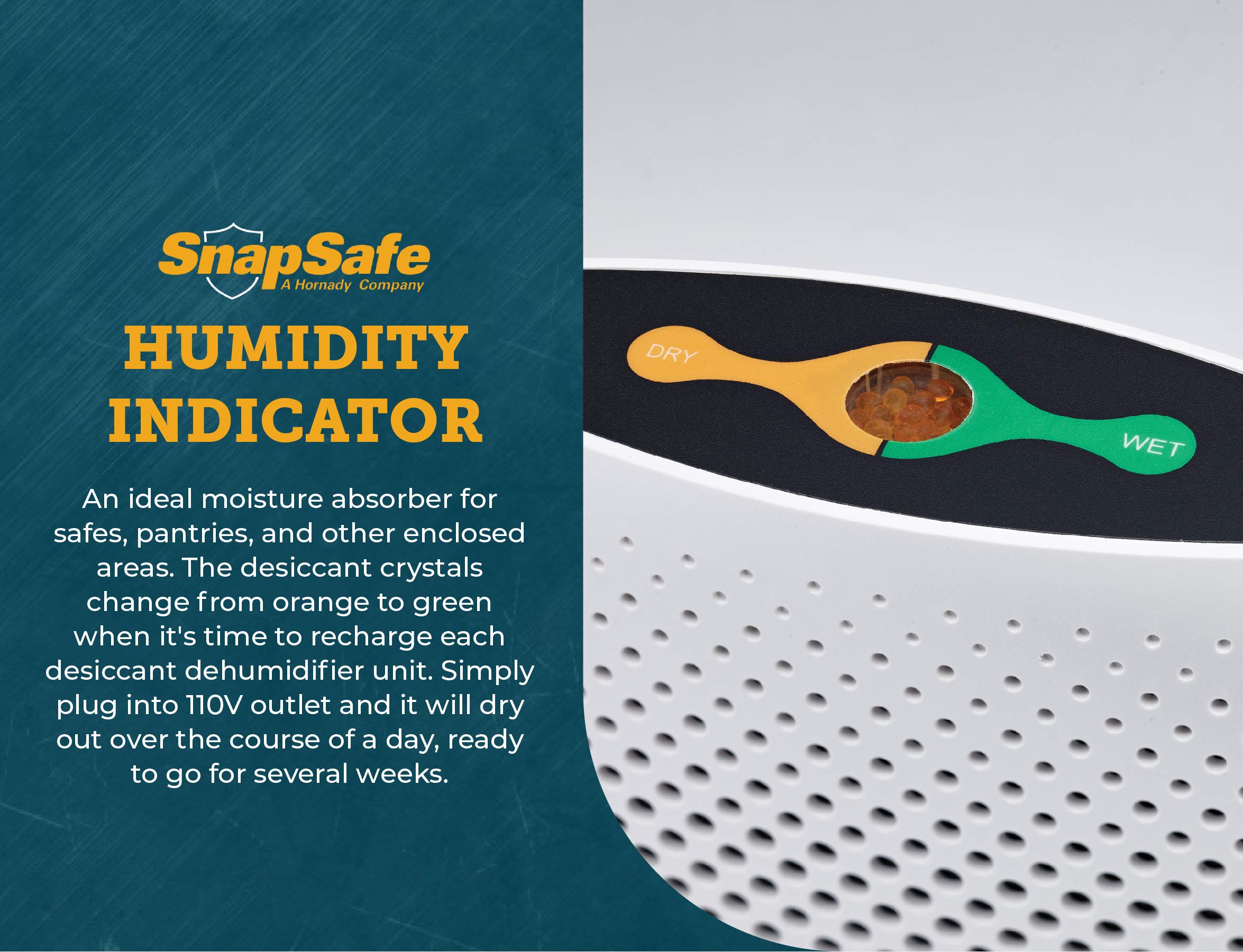 SnapSafe Rechargeable Dehumidifier Large, 75901 - Portable Moisture Absorbers for Gun Safes & Cabinets, Closets, & Pantries-Prevent Moisture Damage for Gun Safe Accessories, Firearms in Your Gun Vault
