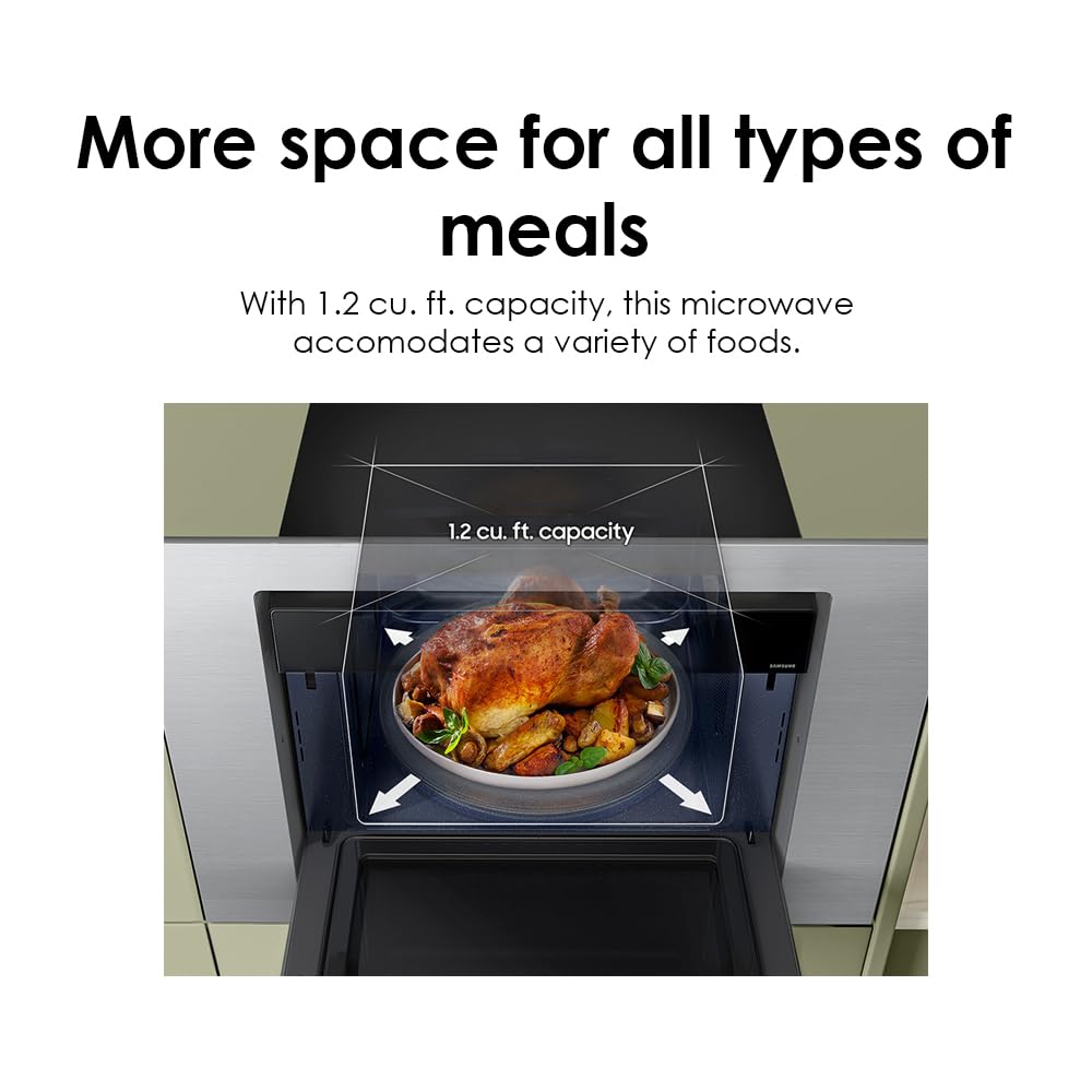 Samsung 1.2 cu. ft Convection Air Fry, Black Glass, MC12DB8700CKAA Countertop Microwave