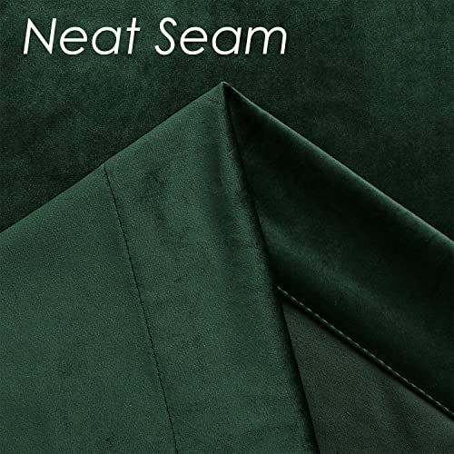 VANASEE Pompom Velvet Curtains for Bedroom Rod Pocket 52x84 inch Soft Blackout Window Curtains Room Darkening Drape Light Blocking for Living Room 2 Panels,Green