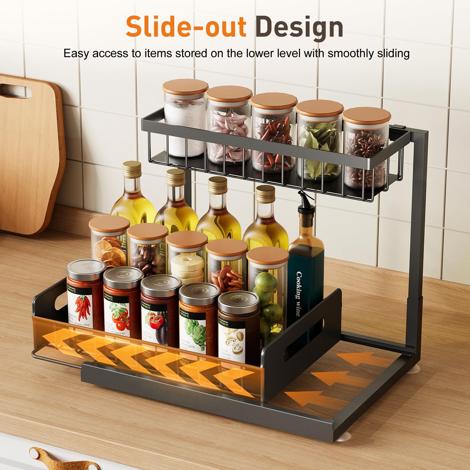 Under Sink Organizer 2 Pack,Metal Pull Out Cabinet Organizer Shelf,Kitchen Bathroom Organizers and Storage with Sliding Drawer,Storage Shelves,Storage and organization for Home,Laundry,RV,Pantry,Spice
