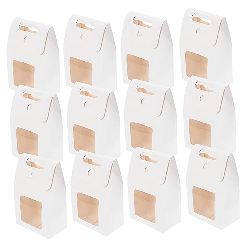 ULTECHNOVO 12pcs Cupcake Boxes Window Gift Bag Mini Muffin Mini Containers Clear Cake Box Small Baking Boxes Kraft Cupcake Holder Christmas Gift Bags Muffins Packaging Box Cake Container Box