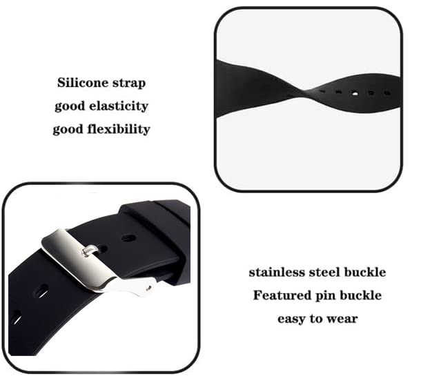 Gosasa Casual Simple Style Silicone Strap women Sports Watches 30M Waterproof (Black White Hands)