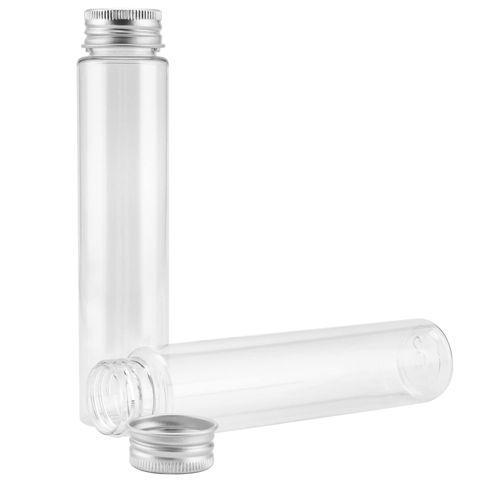 PINGEUI 40 Pack 140 x 30mm Plastic Test Tubes with Screw Caps, 110ml Test Tubes Clear Plastic Test Tubes for Bath Salt, Candy Containers for Parties, Wedding, Christmas, and Halloween