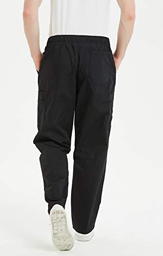 VOGRYE Men's Scrubs Pant Cargo Scrubs Pant with Poctets (M, Black)
