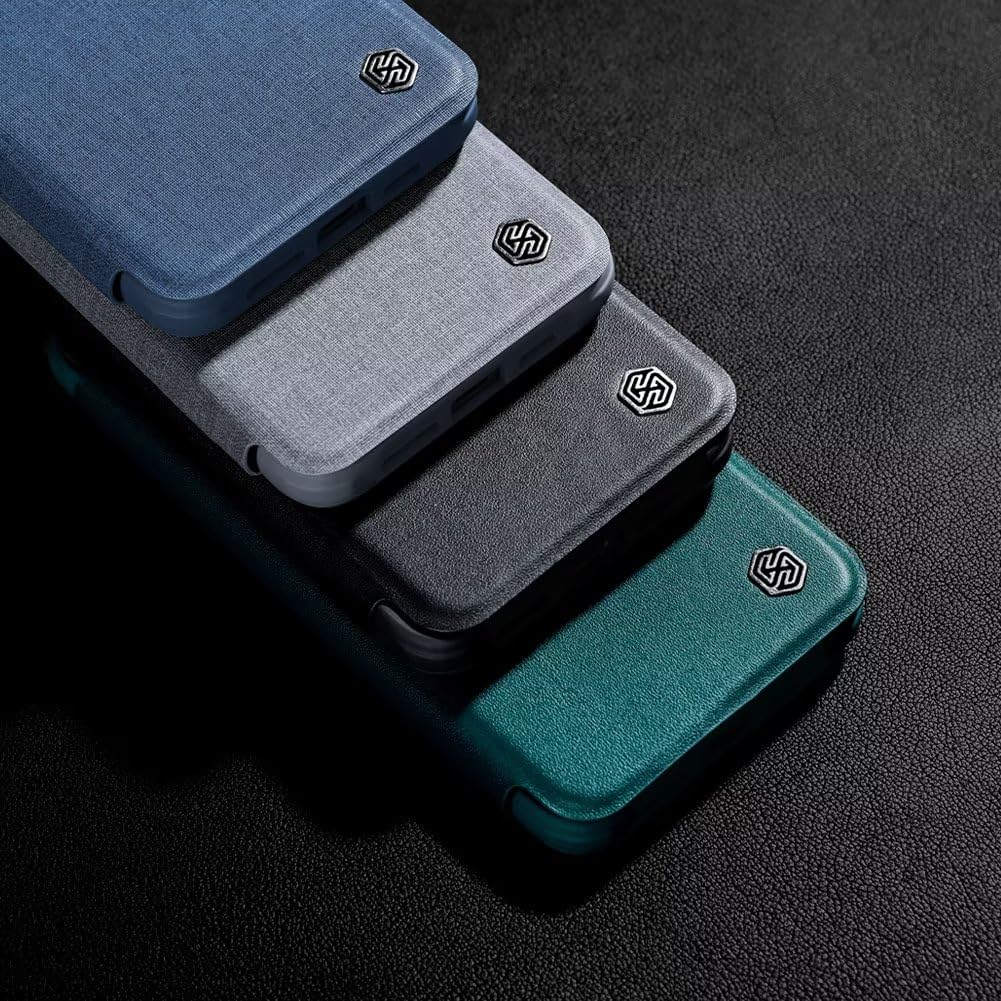 GOOVEN Flip leather case for iPhone 15 Pro Max [Compatible with Magsafe] Sliding camera cover Built-in card slot Impact-resistant slim business folio case，Green