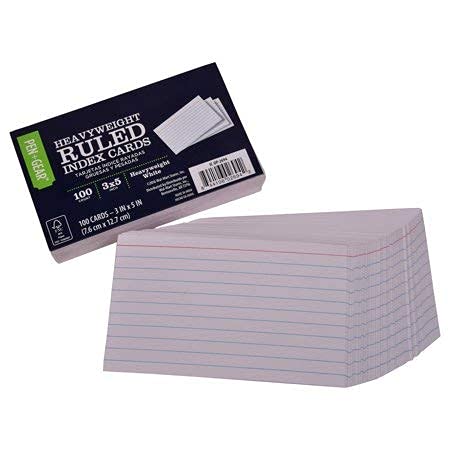 Heavyweight Ruled Index Cards, 100 Count 3x5