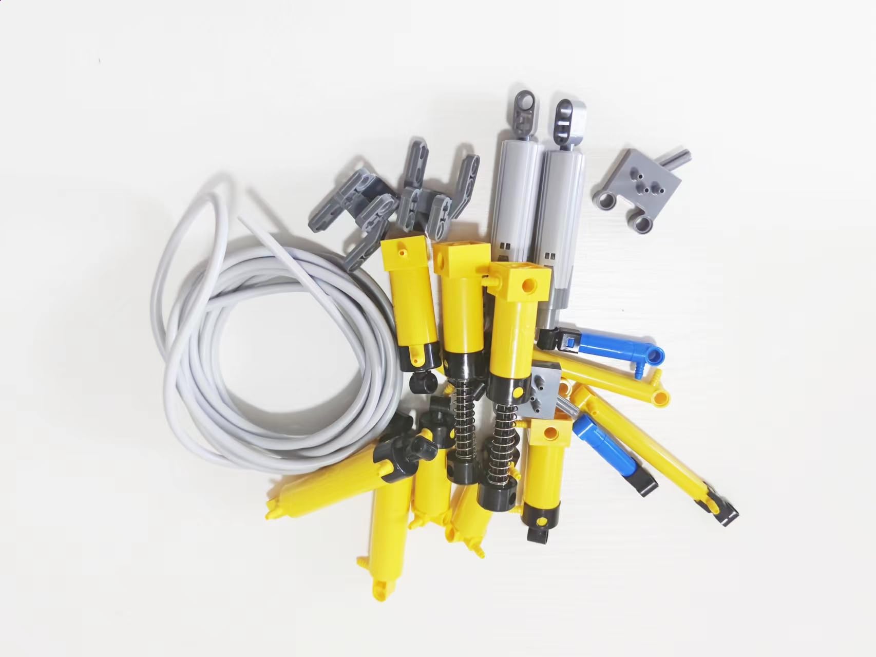Goshfun 19Pcs 10-Kinds MOC Pneumatic Parts Bricks with Air Pump Push Rod Switch Piston Air Pipe, Building Blocks Toy Set , Random Color of Air Pipe