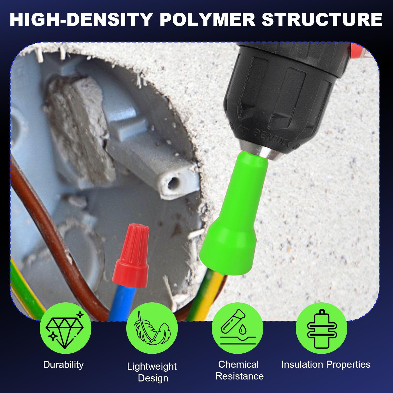 Wire Twister Tool for Drill, Compatible with Wire Nut Twister, Electrical Wire Twister, Wire Twisting Tool with 1/4" Chuck, Enhanced Wiring Efficiency (Green)