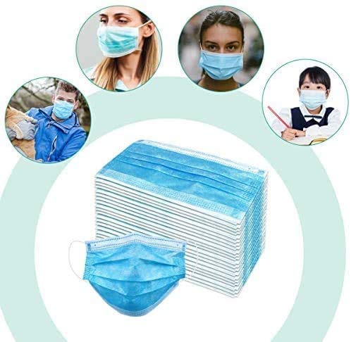 Perynt [Pack of 2000] Blue Disposable Face Masks Protective 3-Ply Breathable Comfortable Nose/Mouth Coverings for Home & Office Elastic Ear Loop 3-Layer Safety Shield for Adults/Kids. Bulk Face Mask.